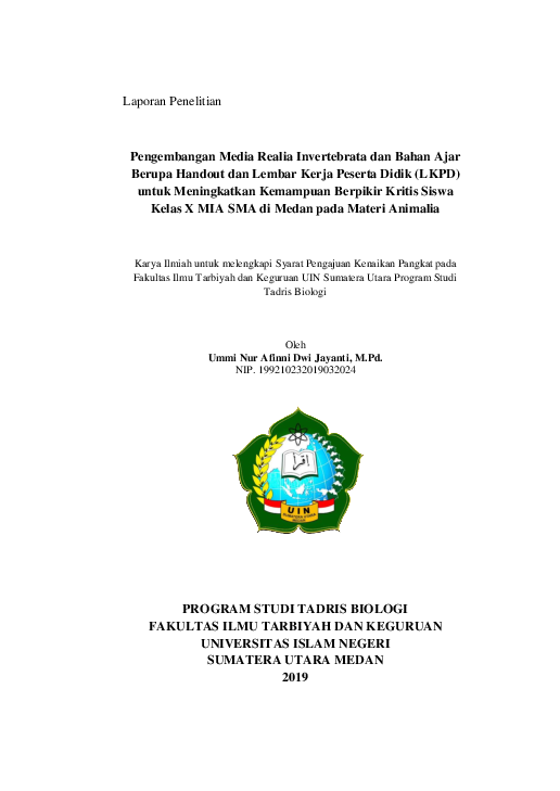 (PDF) Pengembangan Media Realia Invertebrata Dan Bahan Ajar Berupa ...