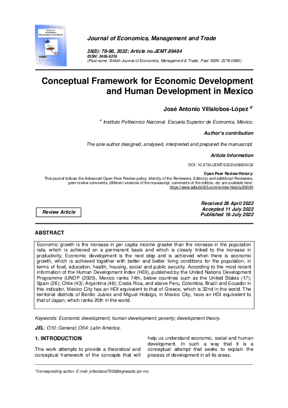 (PDF) Conceptual Framework for Economic Development and Human ...