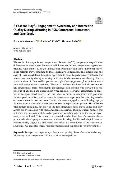 (PDF) A Case for Playful Engagement: Synchrony and Interaction Quality ...