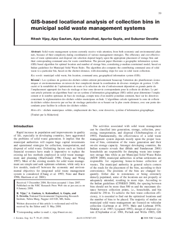 (PDF) GIS-based locational analysis of collection bins in municipal ...