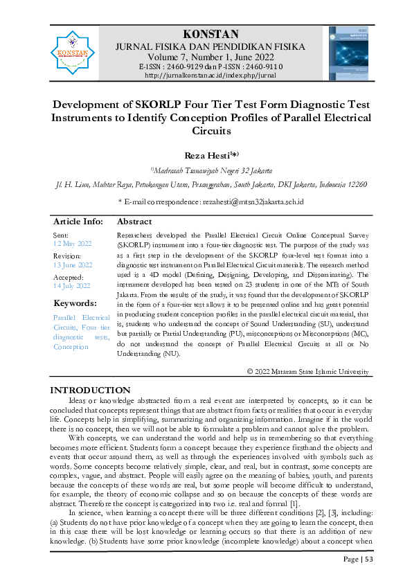 (PDF) Development of SKORLP Four Tier Test Form Diagnostic Test ...