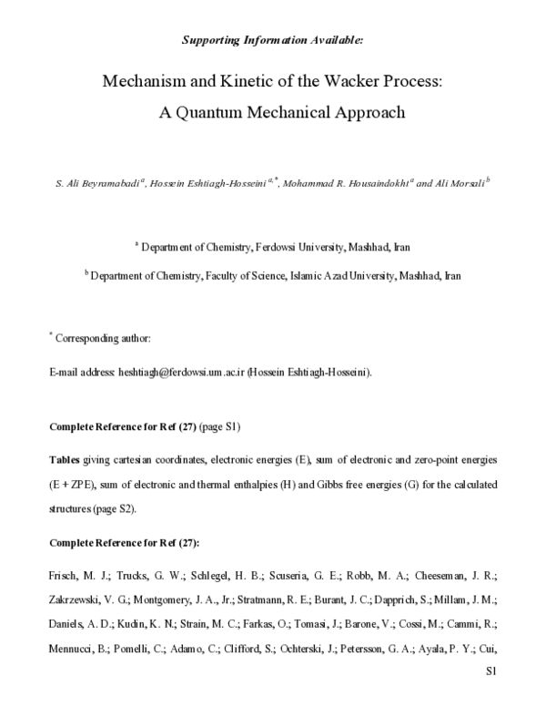 (PDF) Mechanism and Kinetics of the Wacker Process: A Quantum ...
