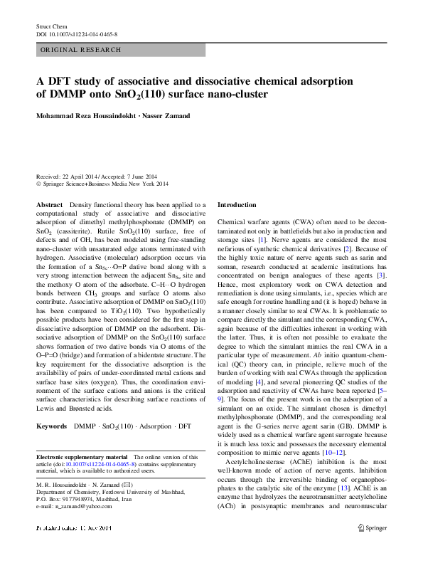 (PDF) A DFT study of associative and dissociative chemical adsorption ...