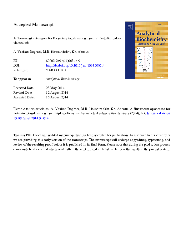 (PDF) A fluorescent aptasensor for potassium ion detection-based triple ...