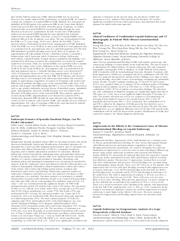 (PDF) Sa1741 Angioectasia in the Elderly is the Commonest Cause of ...