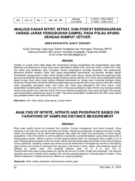 (PDF) Analisis Kadar Nitrit, Nitrat, Dan Fosfat Berdasarkan Variasi ...