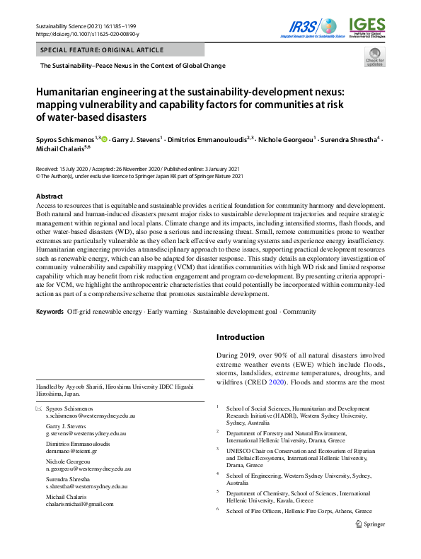 (PDF) Humanitarian engineering at the sustainability-development nexus ...