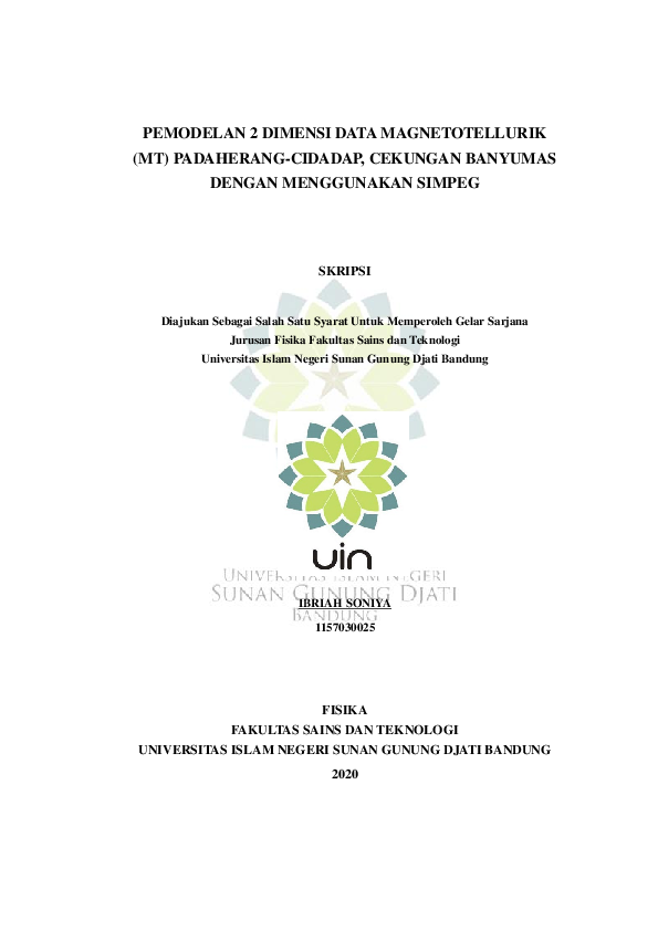 (PDF) Pemodelan 2 dimensi data Magnetotellurik (MT) Padaherang-Cidadap ...