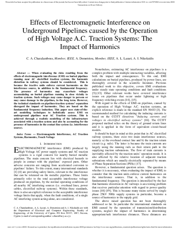 (PDF) Effects of Electromagnetic Interference on Underground Pipelines Caused by the Operation ...