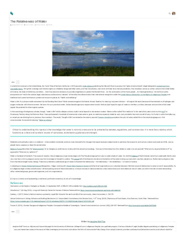 (PDF) The Relativeness of Water