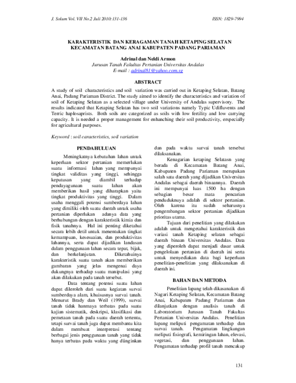 (PDF) PENGARUH PENGOLAHAN TANAH DAN PEMBERIAN MULSA ORGANIK TERHADAP PERUBAHAN BEBERAPA SIFAT ...