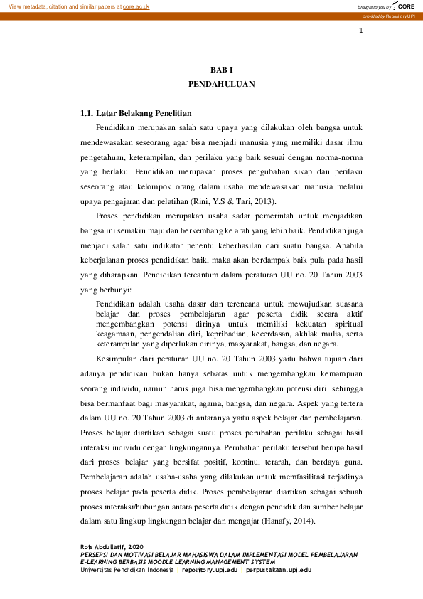 (PDF) Persepsi Dan Motivasi Belajar Mahasiswa Dalam Implementasi Model Pembelajaran E-Learning ...
