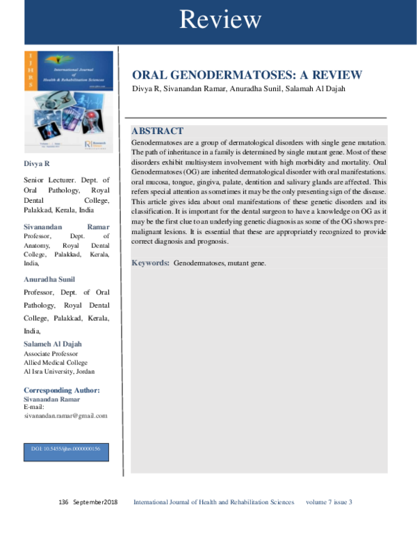 (PDF) Oral Genodermatoses: A Review