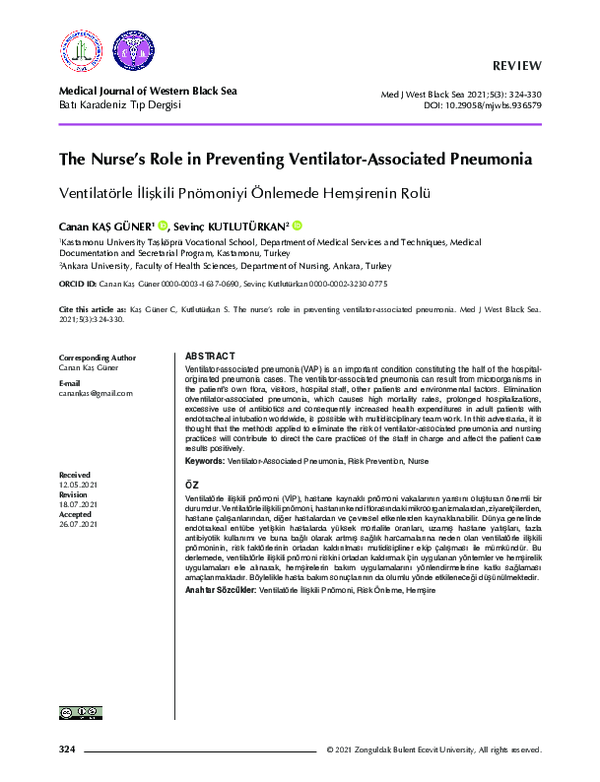 (PDF) The Nurse’s Role in Preventing Ventilator-Associated Pneumonia ...