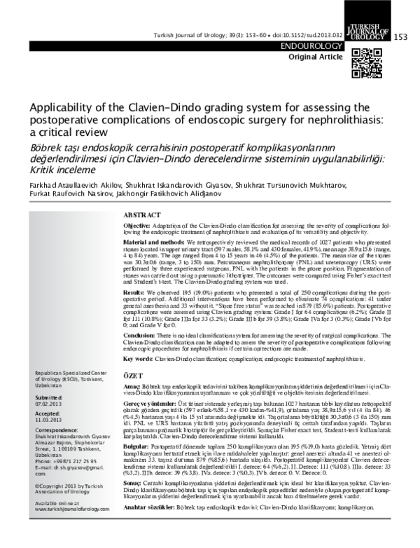 (PDF) Applicability of the Clavien-Dindo grading system for assessing ...