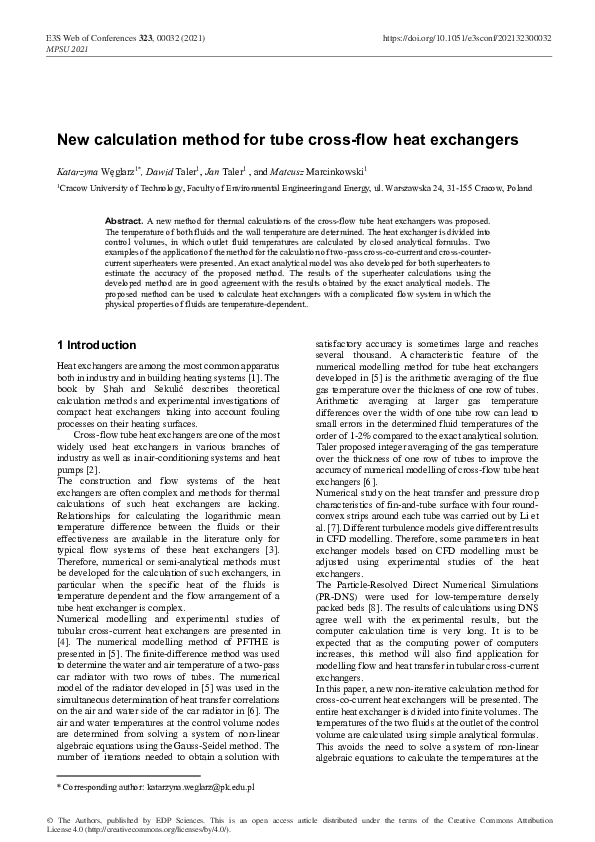 (PDF) New calculation method for tube cross-flow heat exchangers