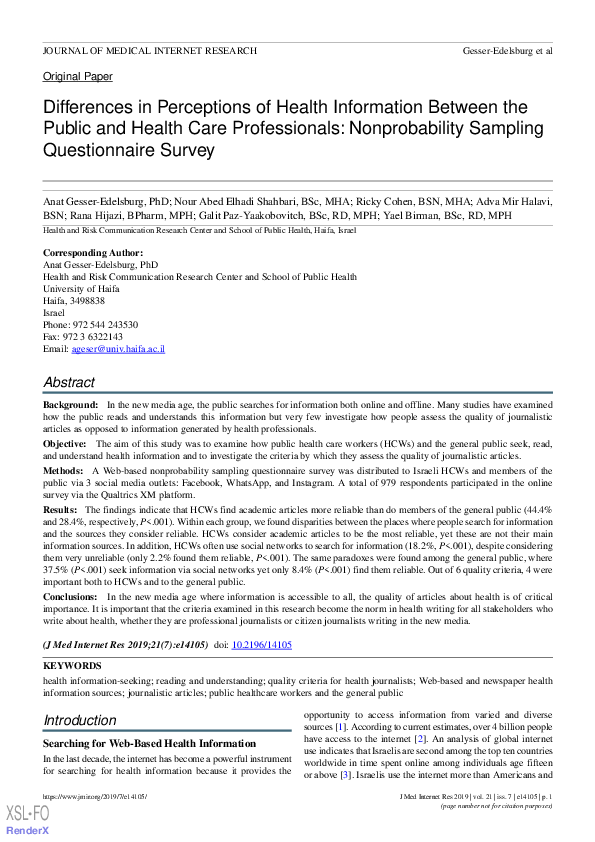 (PDF) Differences in Perceptions of Health Information Between the ...