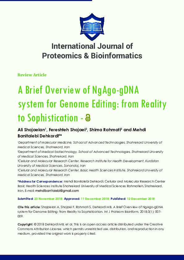 (PDF) A Brief Overview of NgAgo-gDNA system for Genome Editing: from Reality to Sophistication