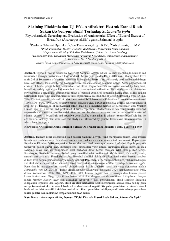 (PDF) Phytochemicals Screening and Evaluation of Antibacterial Effect of Ethanol Extract of ...