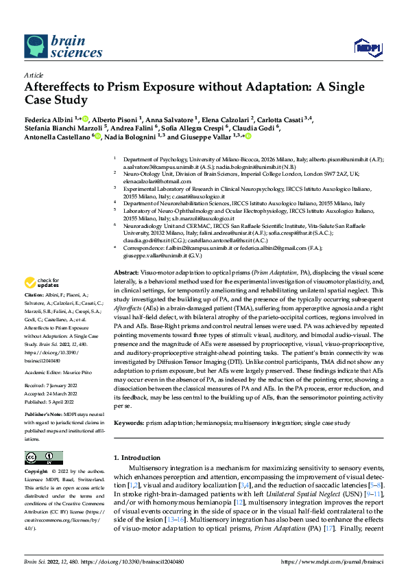 (PDF) Aftereffects to Prism Exposure without Adaptation: A Single Case Study