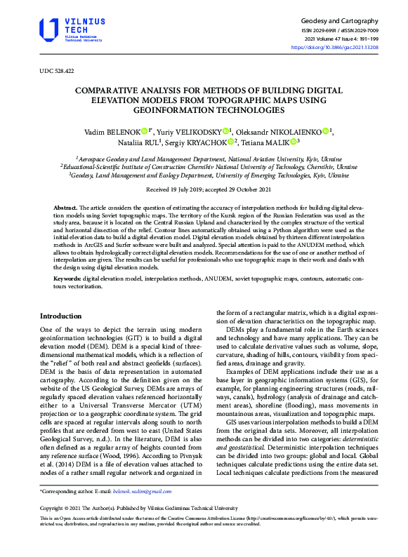 (PDF) Comparative Analysis for Methods of Building Digital Elevation Models from Topographic ...