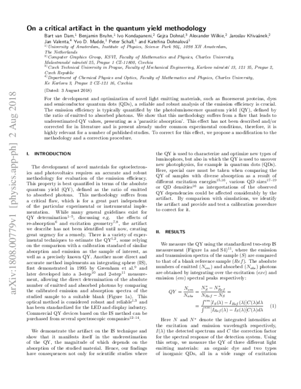 (PDF) On a critical artifact in the quantum yield methodology