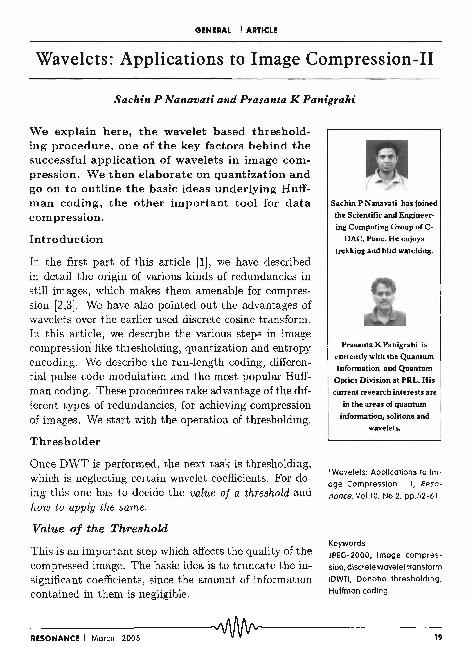 (PDF) Wavelets: Applications to image compression-II