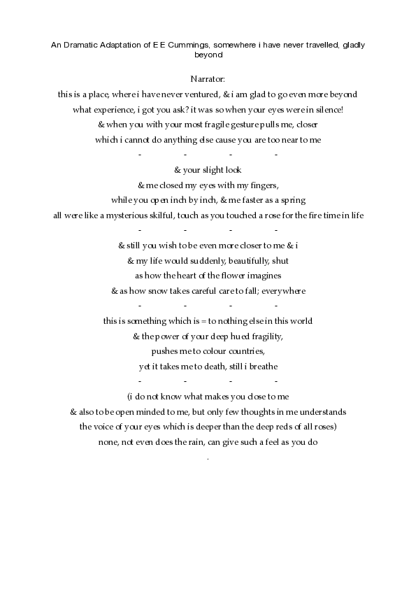 (PDF) A Dramatic Adaptation of E E Cummings, somewhere i have never ...