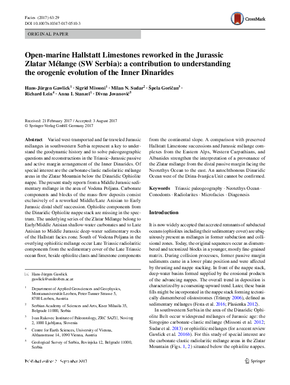 (PDF) Open-marine Hallstatt Limestones reworked in the Jurassic Zlatar ...