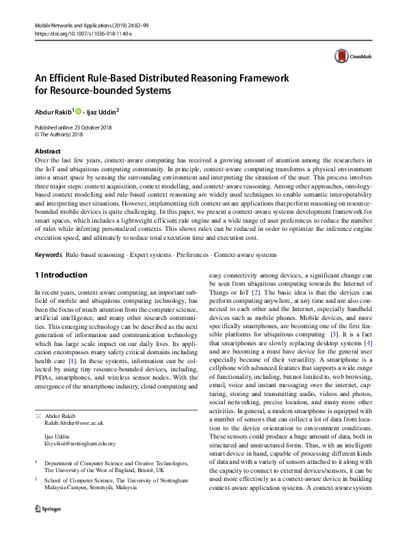 (PDF) An Efficient Rule-Based Distributed Reasoning Framework for Resource-bounded Systems
