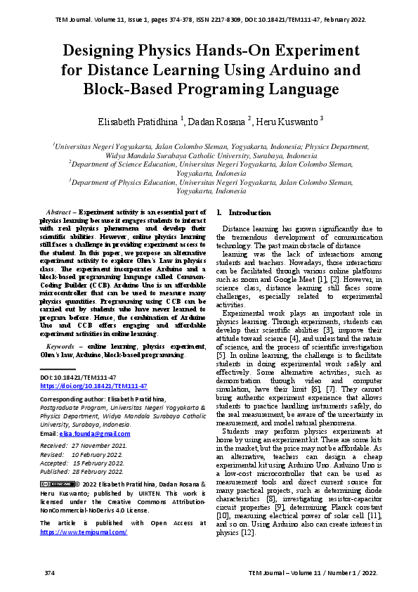 Pdf Designing Physics Hands On Experiment For Distance Learning Using