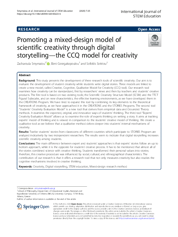 (PDF) Promoting a mixed-design model of scientific creativity through ...