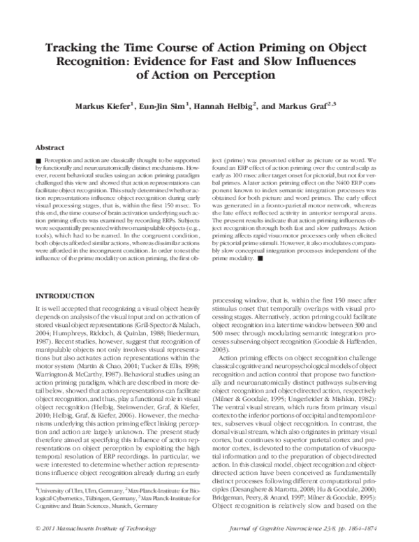 (PDF) Tracking the Time Course of Action Priming on Object Recognition: Evidence for Fast and ...
