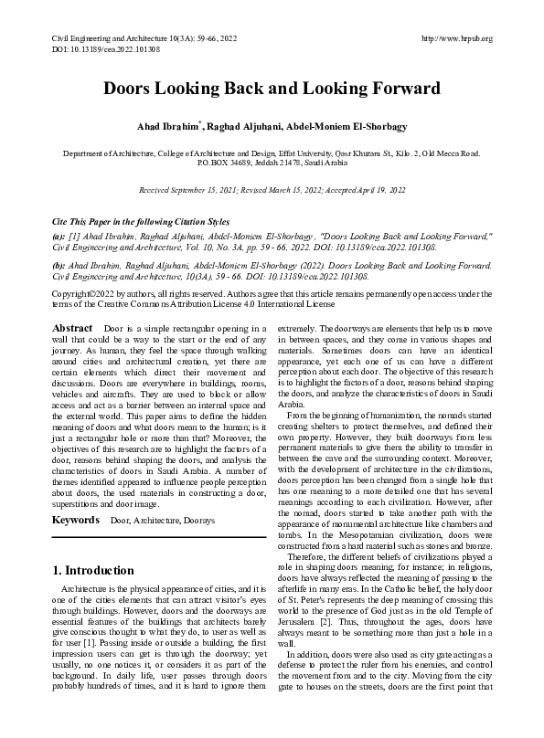 (PDF) Doors Looking Back and Looking Forward | Horizon Research ...