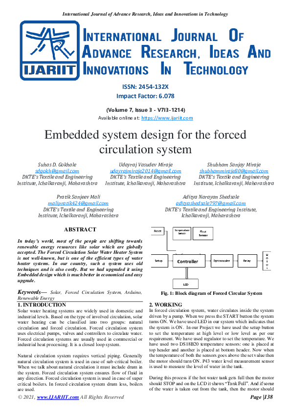 (PDF) Embedded system design for the forced circulation system | pratik mali - Academia.edu
