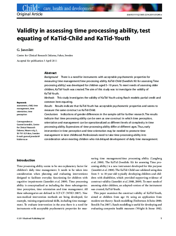 (PDF) Validity in assessing time processing ability, test equating of ...