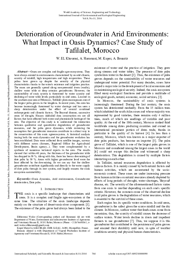 (PDF) Deterioration Of Groundwater In Arid Environments: What Impact In ...