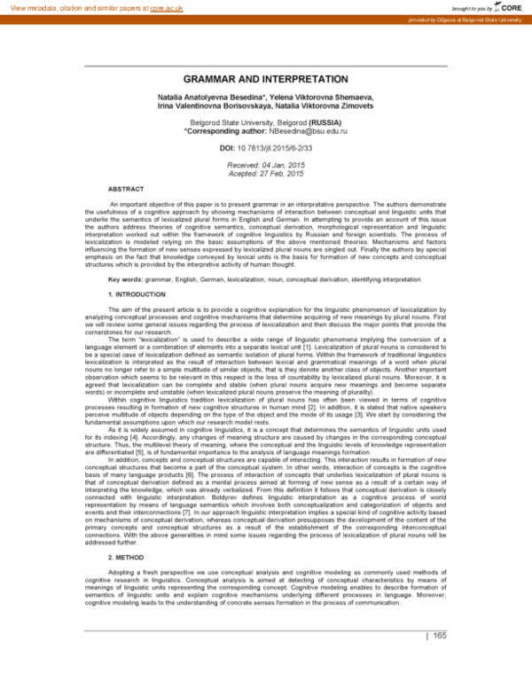 (PDF) Grammar and interpretation