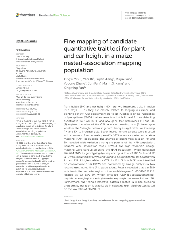 Pdf Fine Mapping Of Candidate Quantitative Trait Loci For Plant And