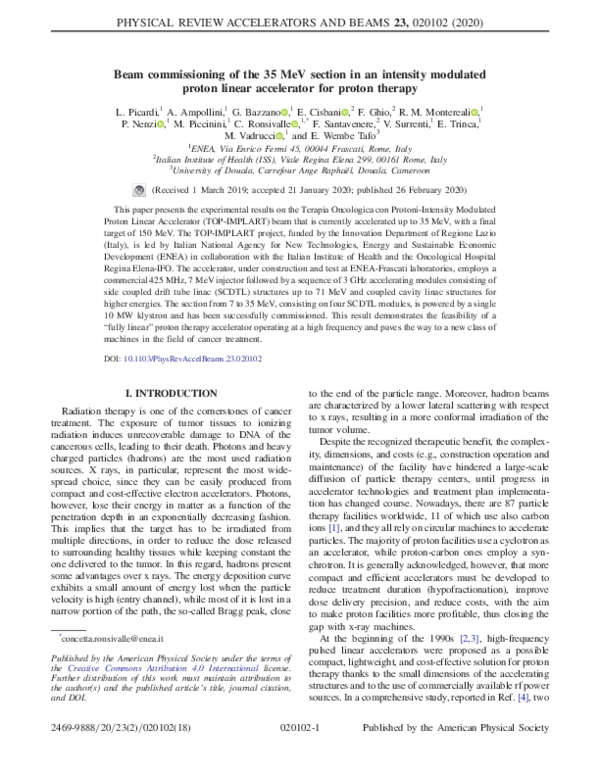 (PDF) Beam commissioning of the 35 MeV section in an intensity ...