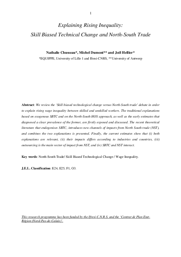 (PDF) Explaining Rising Inequality: Skill-Biased Technical Change and North–South Trade