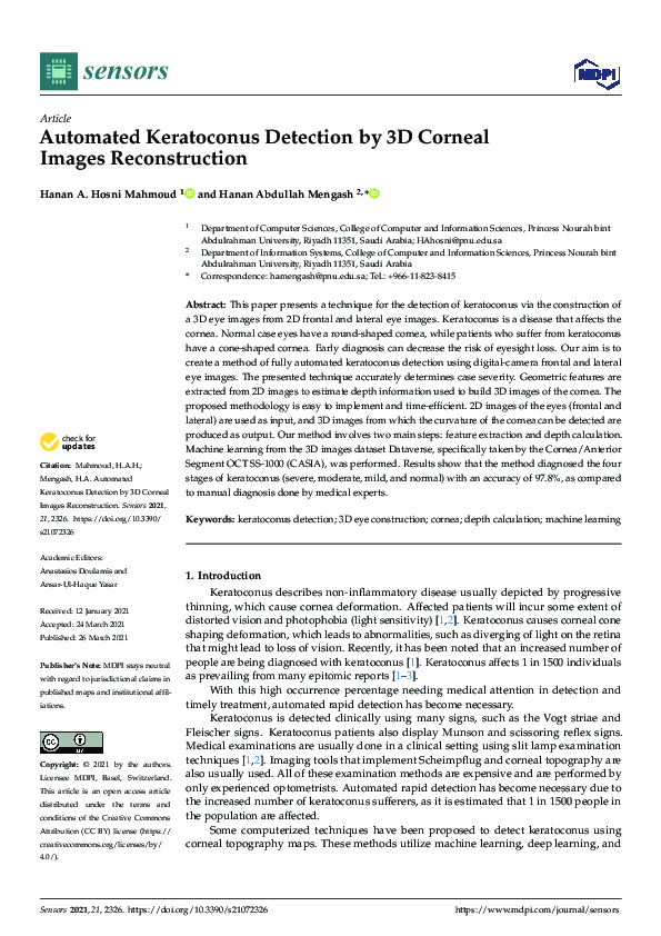 (PDF) Automated Keratoconus Detection by 3D Corneal Images Reconstruction