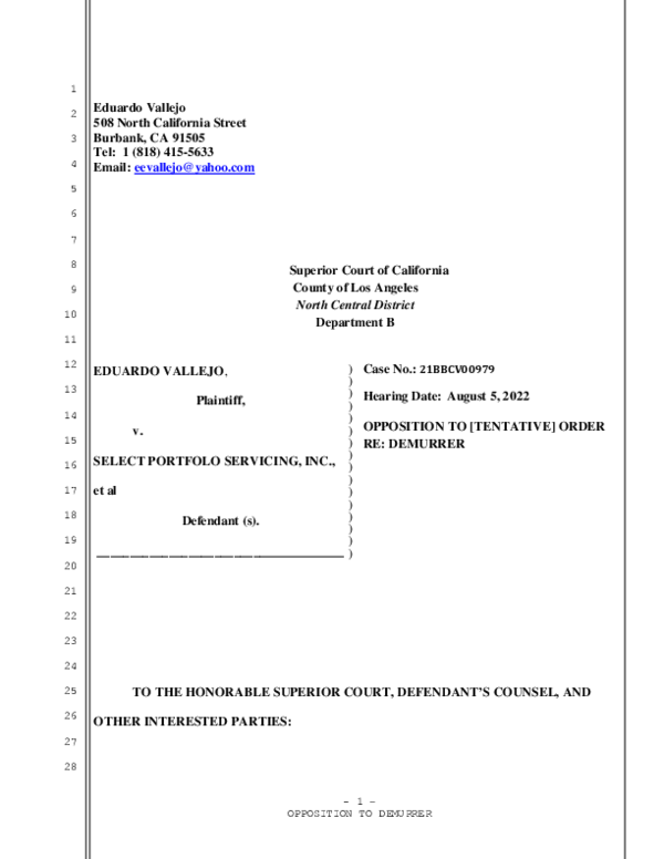 (PDF) Opposition to Demurrer in the Superior Court of California County ...