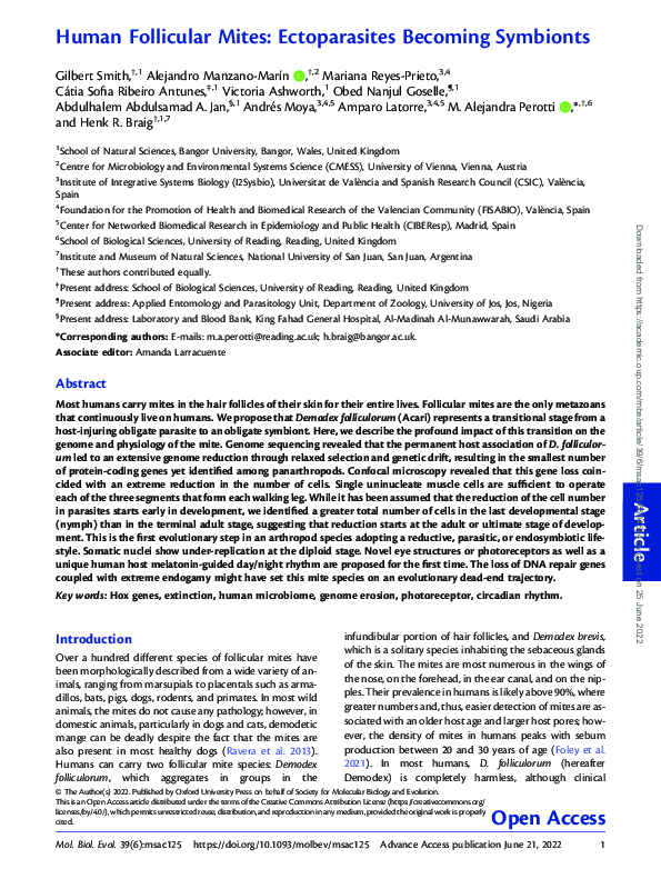 (PDF) Human Follicular Mites: Ectoparasites Becoming Symbionts