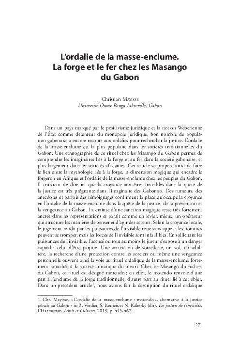 (PDF) L'ordalie de la masse-enclume. La forge et le fer chez les ...