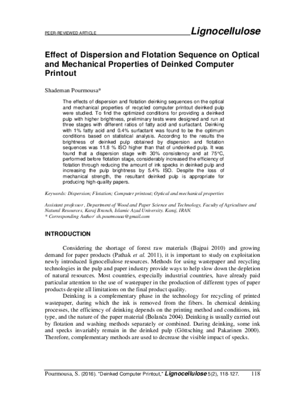 (PDF) Effect of Dispersion and Flotation Sequence on Optical and ...