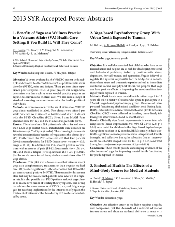 (PDF) 2013 SYR Accepted Poster Abstracts | Steffany Moonaz - Academia.edu