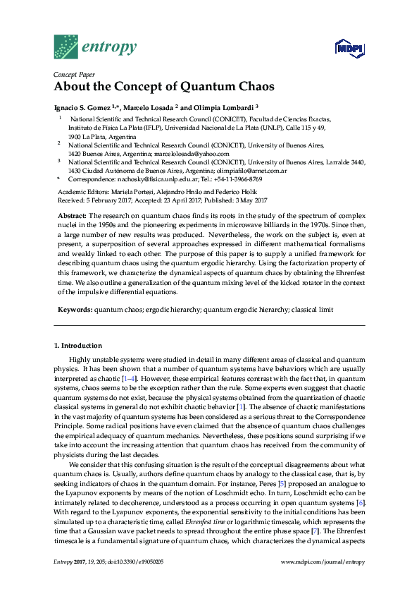 (PDF) About the Concept of Quantum Chaos