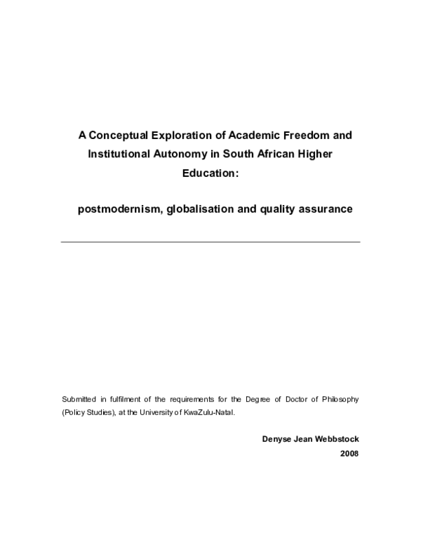 (PDF) A Conceptual Exploration of Academic Freedom and Institutional ...