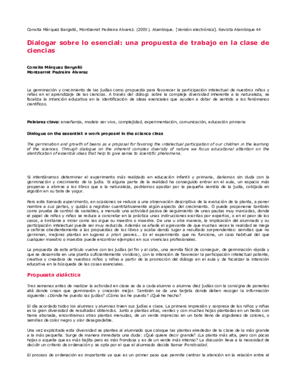 (PDF) Dialogar sobre lo esencial : una propuesta de trabajo en clase de ...